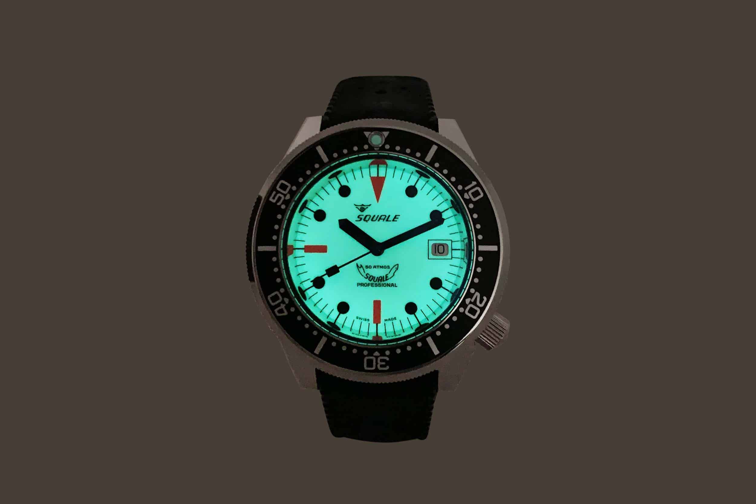 Squale s Newest 1521 Features A Fully Lumed Dial Worn Wound Squale s Newest 1521 Features A Fully Lumed Dial Worn Wound